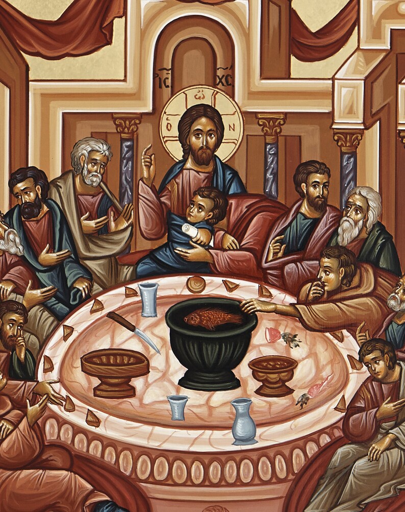 The Last Supper Greek Orthodox Icon, Mystical Supper Art, Religious ...