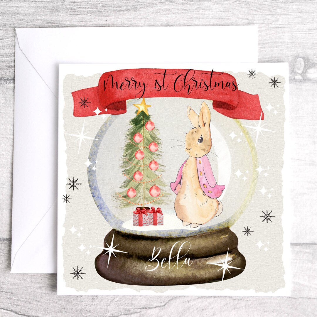 Baby 1st Christmas - Peter Rabbit Christmas Card - Personalised 1st ...
