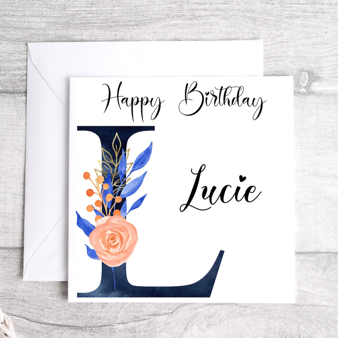 Name Initial Personalised Birthday Card - Personalised Initial Birthday ...