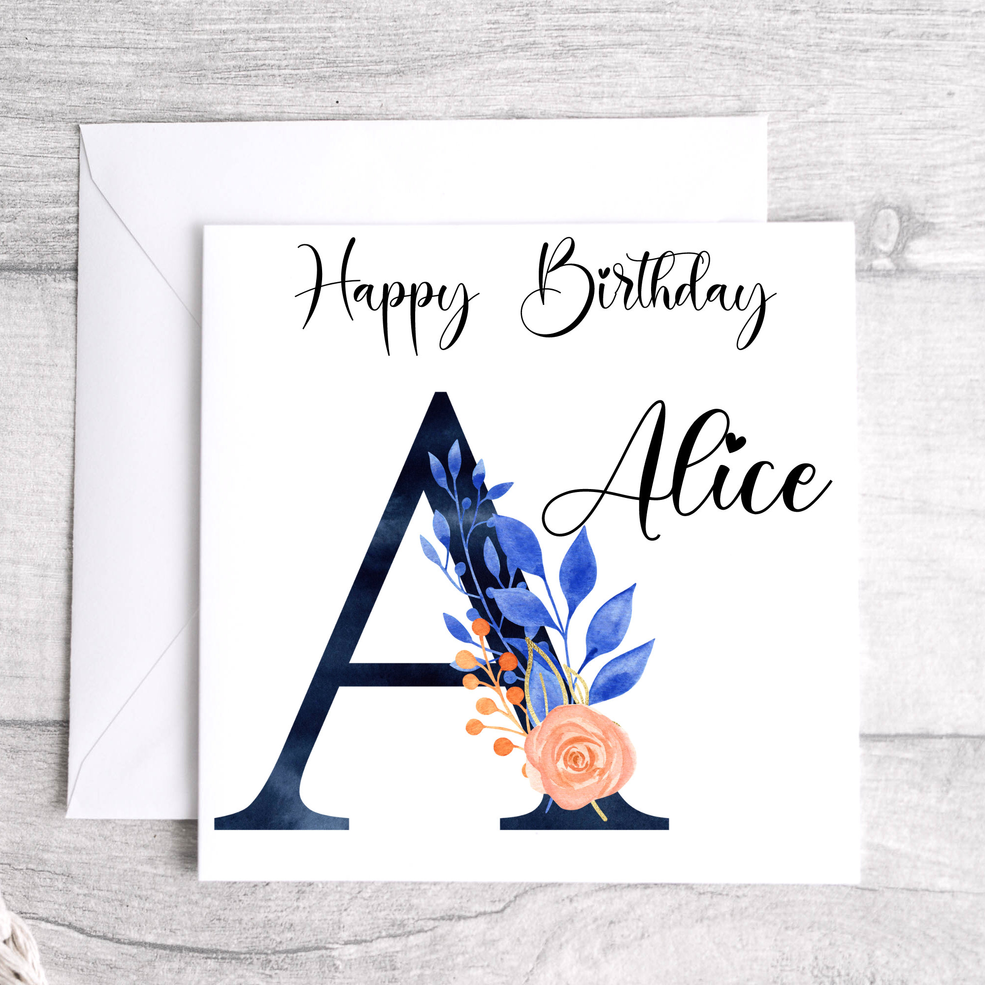 Name Initial Personalised Birthday Card Personalised Initial | Etsy