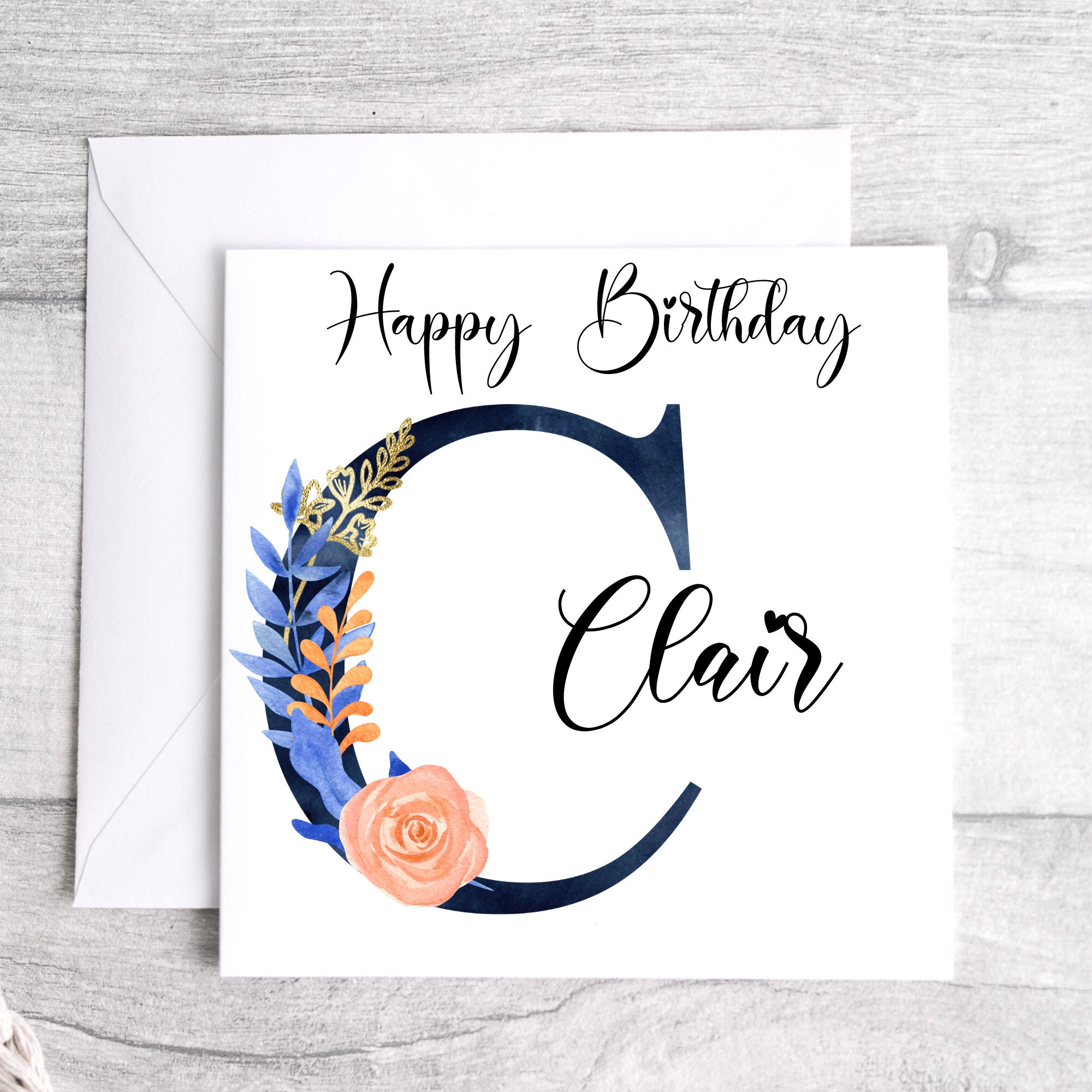 Name Initial Personalised Birthday Card Personalised Initial | Etsy