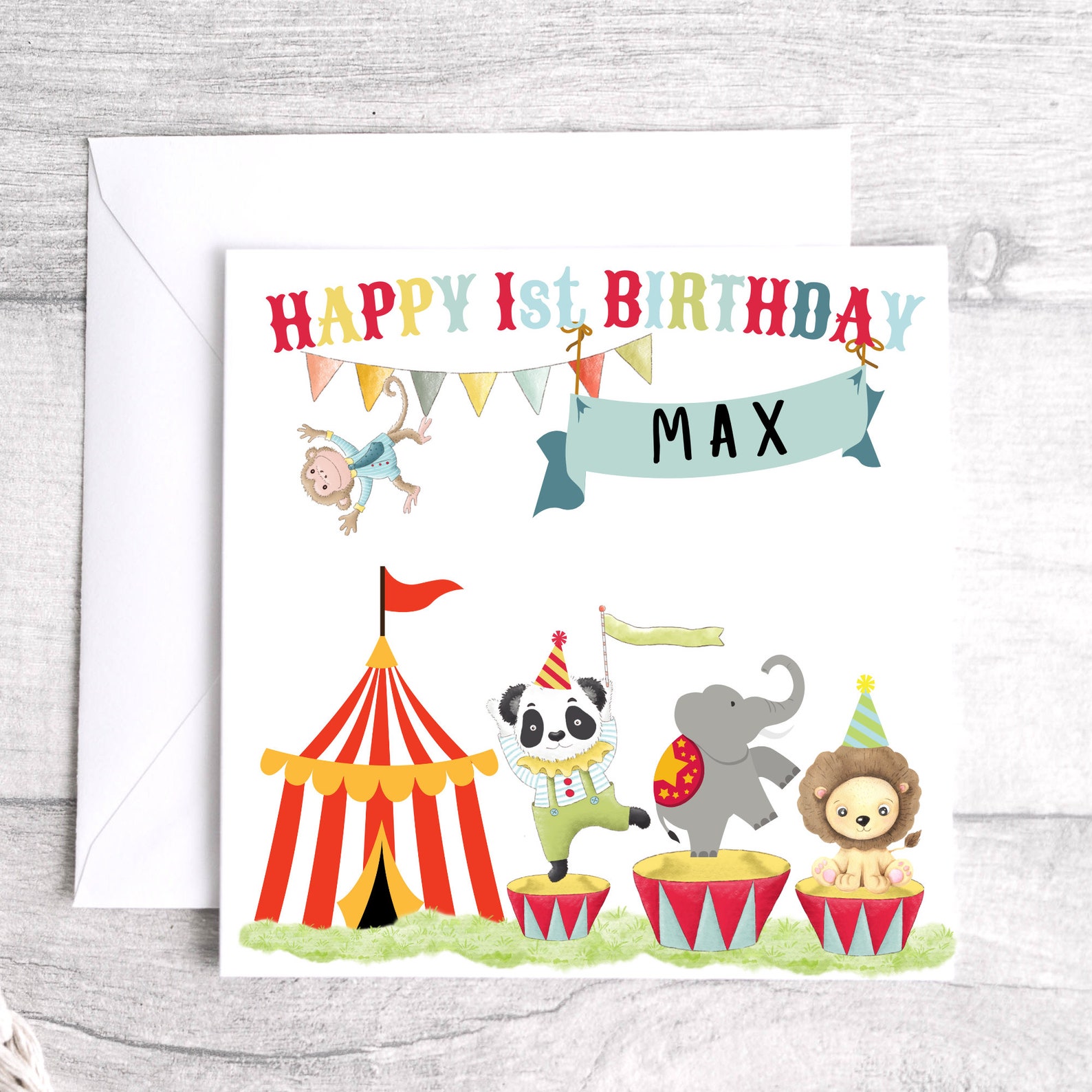 Circus Personalised Birthday Card Circus Personalised 1st - Etsy