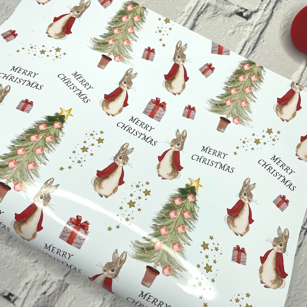 Bunny Rabbit Christmas Wrapping Paper, Christmas Wrapping Paper, First ...