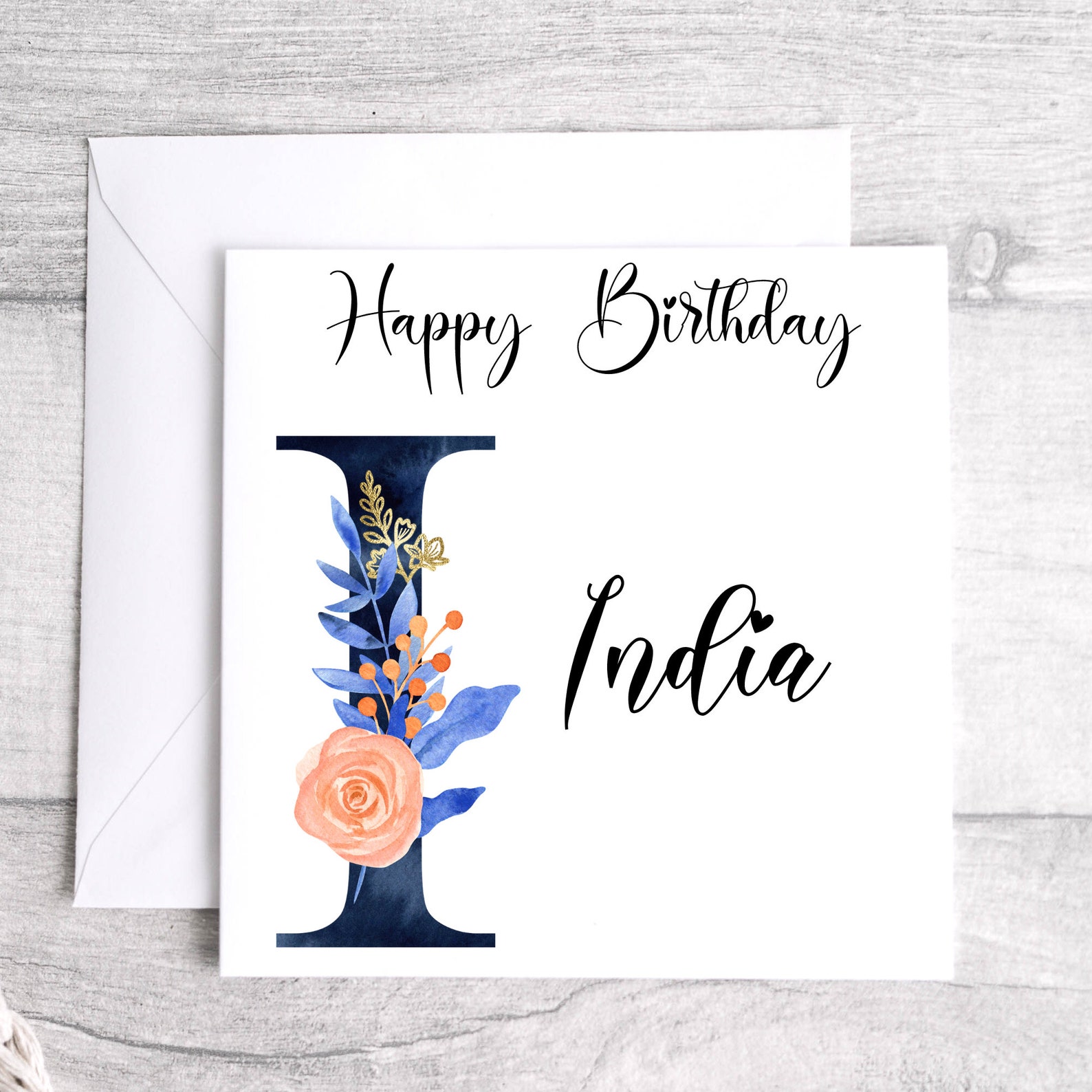 Name Initial Personalised Birthday Card Personalised Initial | Etsy
