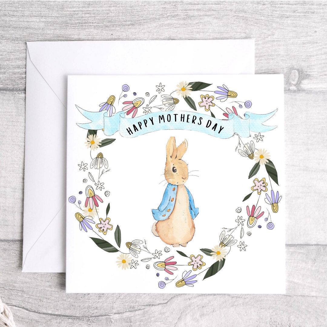 Bunny Rabbit Mothers Day Card Mothers Day Card Personalised Mothers Day ...