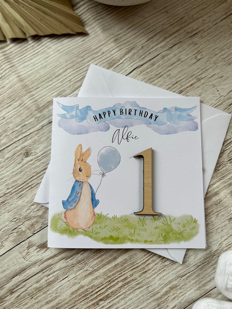 Peter Rabbit 1st Birthday Card Wooden Keepsake Card for 1st - Etsy UK