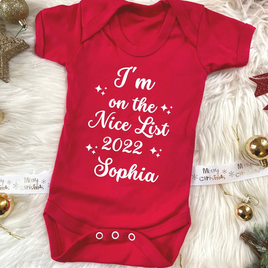 Personalised Red Baby's 1st Christmas Baby Grow & Bib Set - Etsy