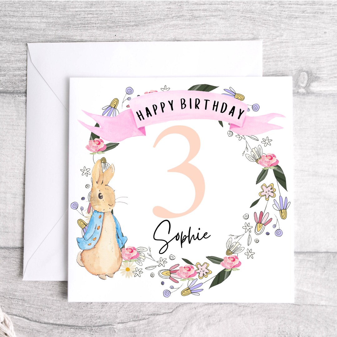 Personalised Bunny Rabbit Birthday Age Card Bunny Rabbit Age Birthday ...