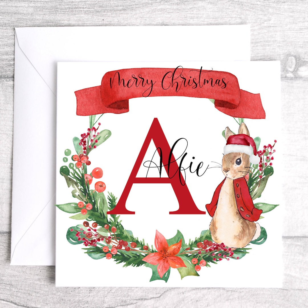 Bunny Rabbit Christmas Card - Personalised Bunny Rabbit Christmas Card ...