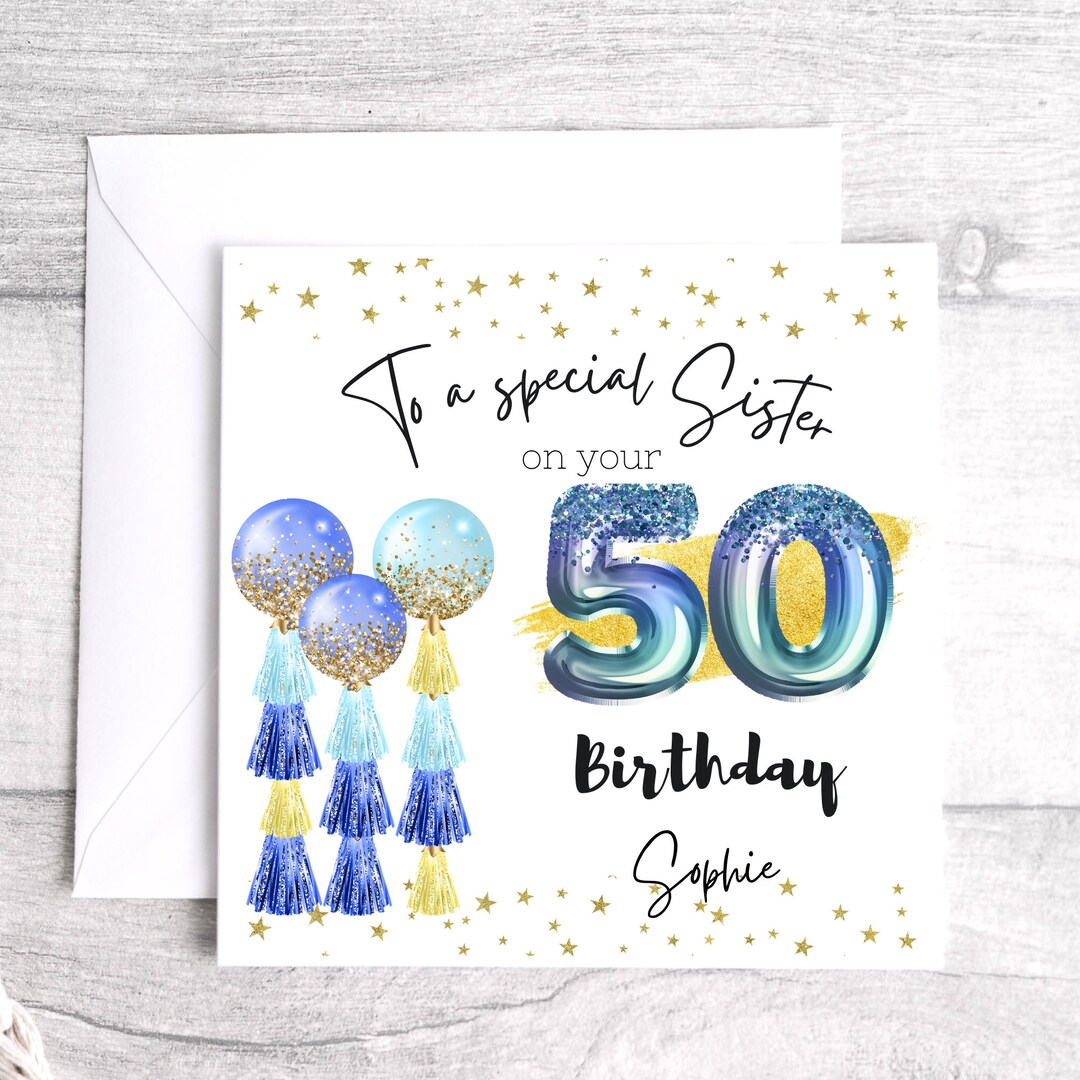 50th Birthday Card Personalised 50th Birthday Card Age 50 Birthday Card ...