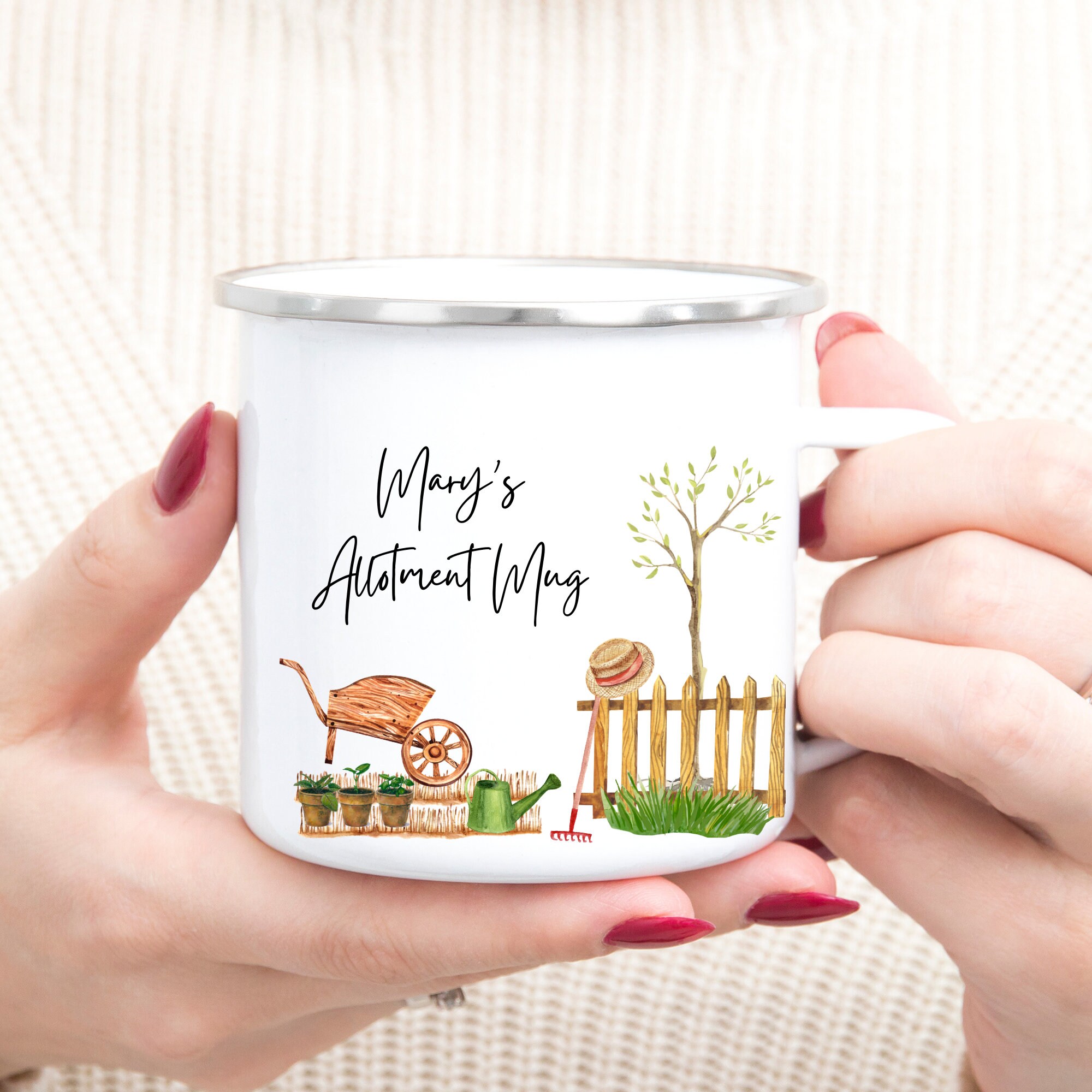 Allotment Personalised Enamel Mug - Enamel Allotment Mug - Personalised ...
