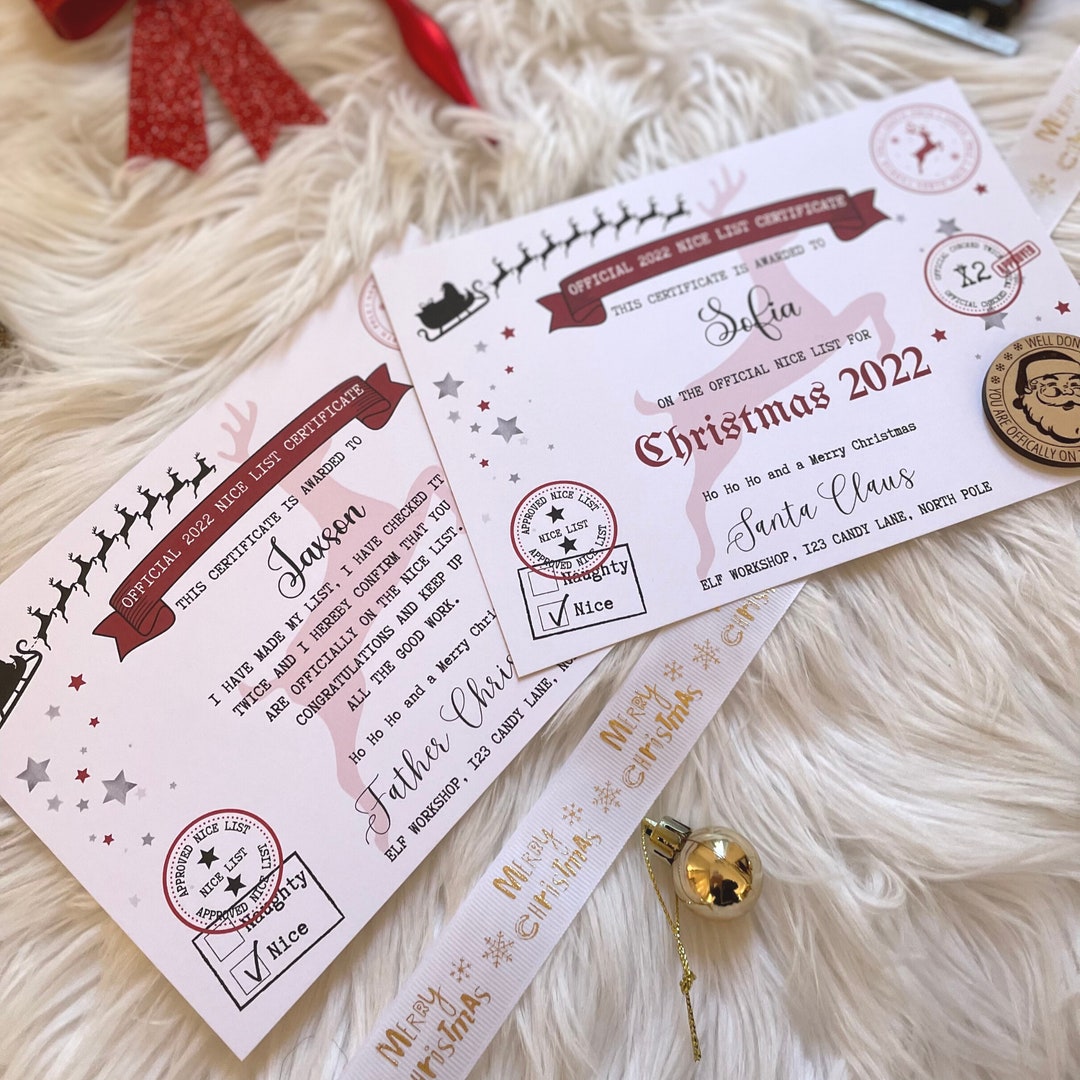 Nice List Certificate From Santa, Official Nice List Certificate ...