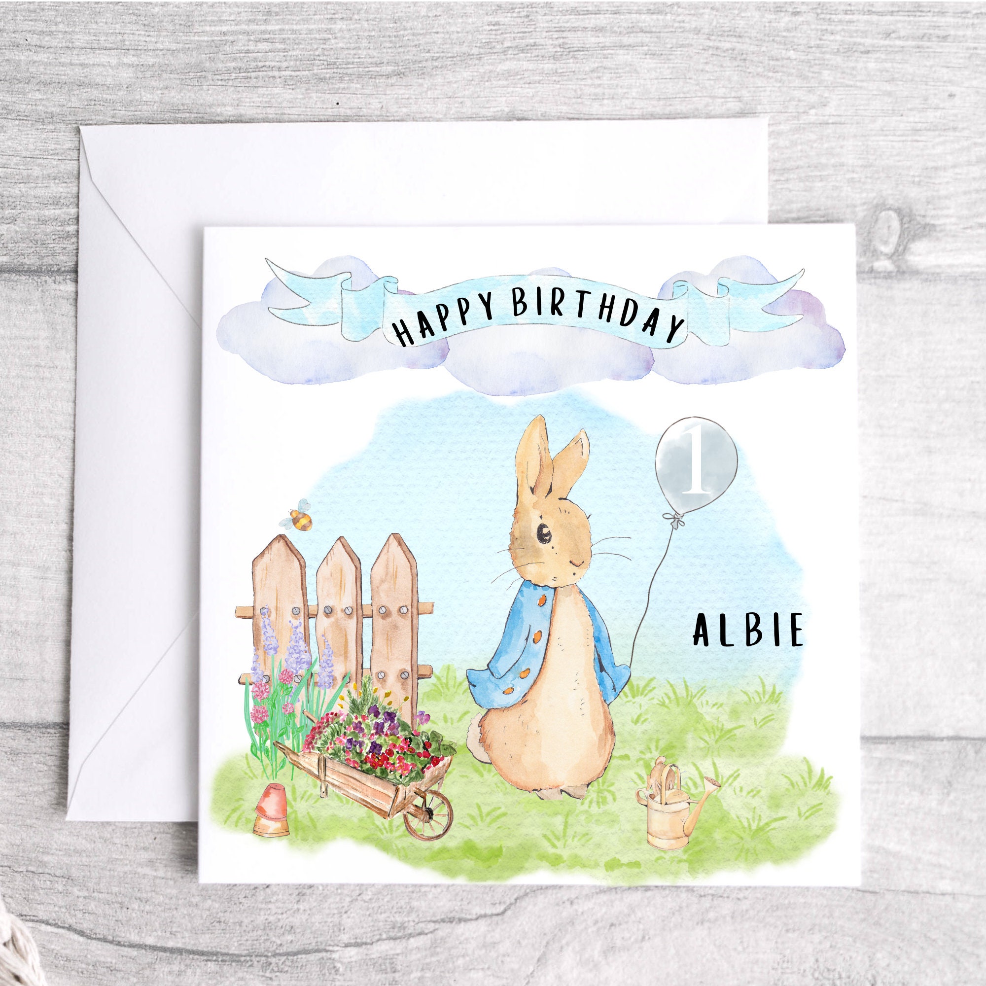 Personalised Bunny Rabbit Birthday Card Bunny Rabbit - Etsy UK