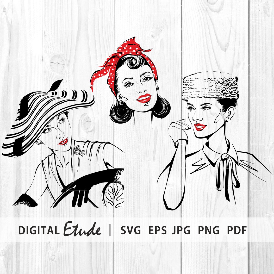 50s svg. Vintage girl svg. Retro woman svg | Etsy