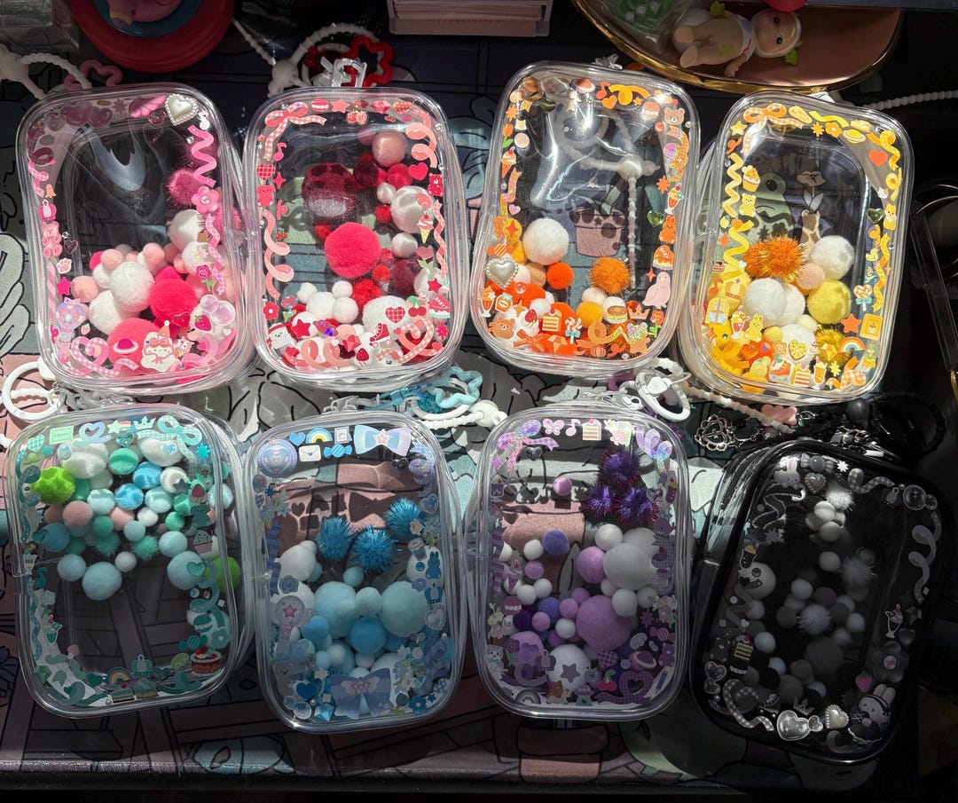 Large Deco Clear Bag Keychain | Clear Pouch Display Keychain | Figure ...