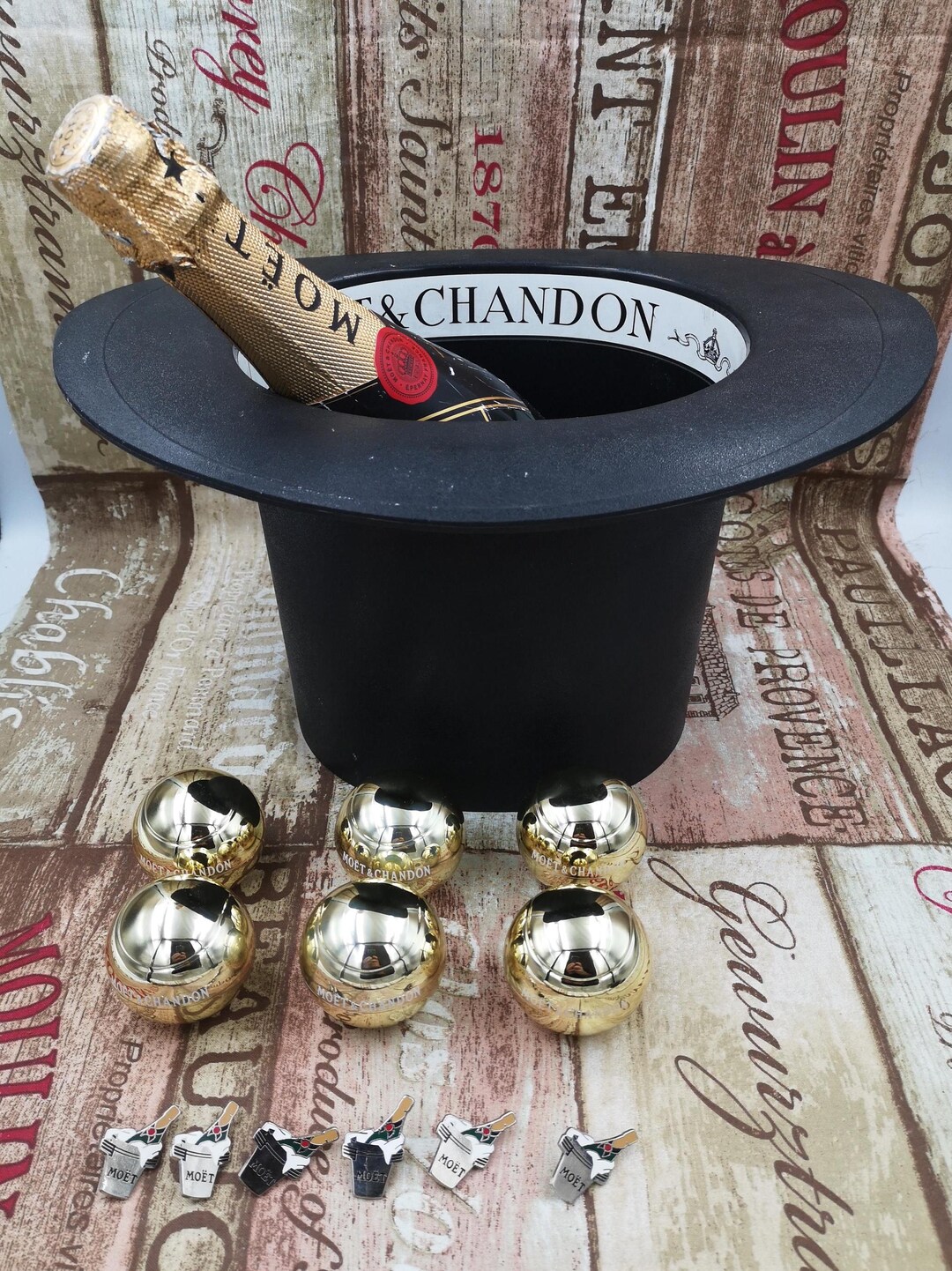 Moet & Chandon Table Decoration Set: Bucket Hat Form, Boules Boxes and ...