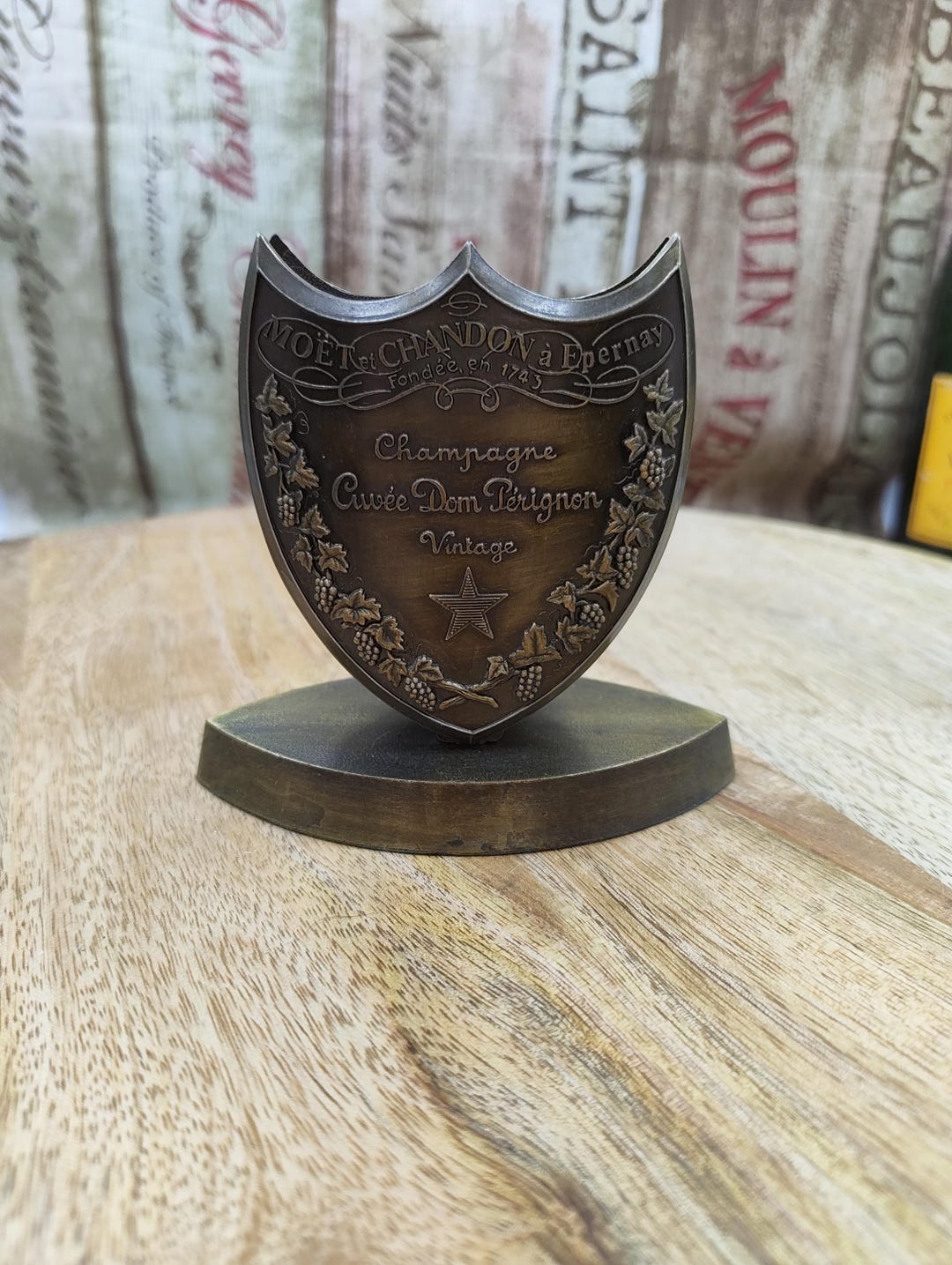 Splendid Massive Vintage Dom Perignon Champagne Menu Holder ...