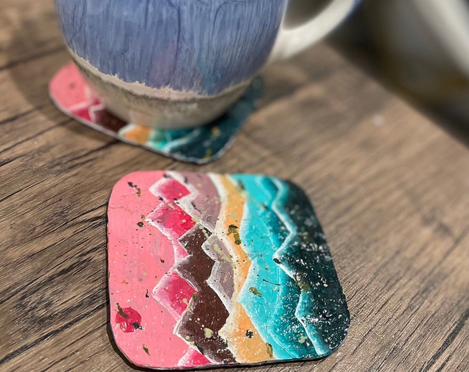 Coasters Made From Recycled Plastic Bags, Distressed Mountain Landscape ...