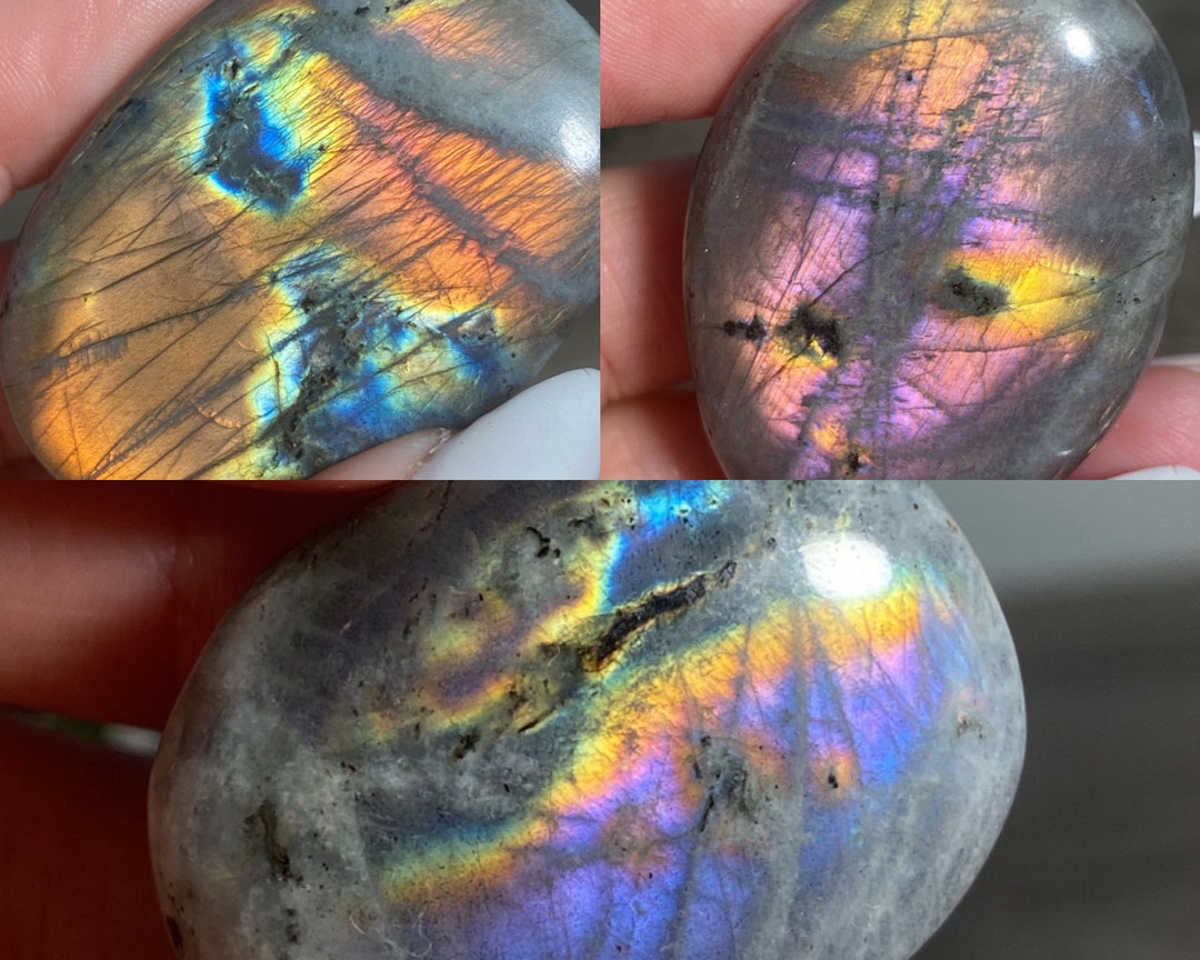 Sunset Labradorite Palm Stone Medium/small - Ultra High Quality Rainbow ...