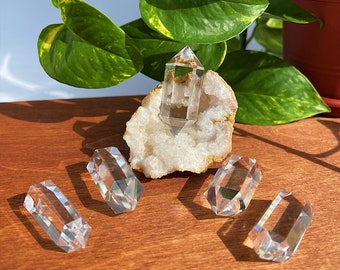 NATURAL CLEAR QUARTZ Double Terminated Gemstone Crystal Pencil Point ...