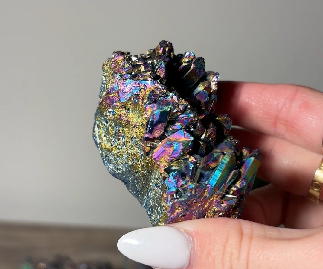 Rainbow Titanium Aura Quartz Cluster - Ultra High Quality - Etsy