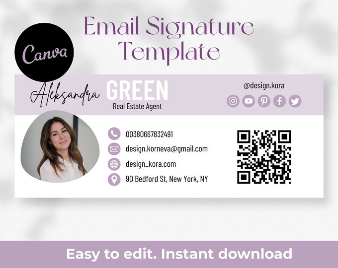 Email Signature Template With QR Code Сanva Best Seller | Etsy