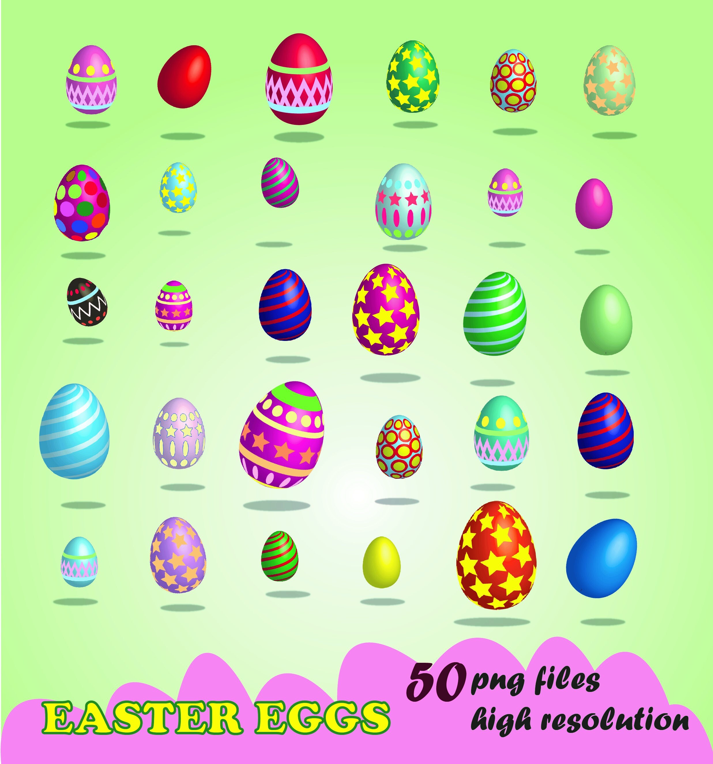 Easter Eggs Clipart, Digital Download, Easter Pintables, Egg Painting ...