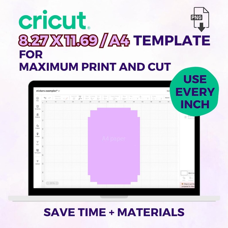 A4 Cricut Print Then Cut Template: Maximize Material Use (PNG Download ...