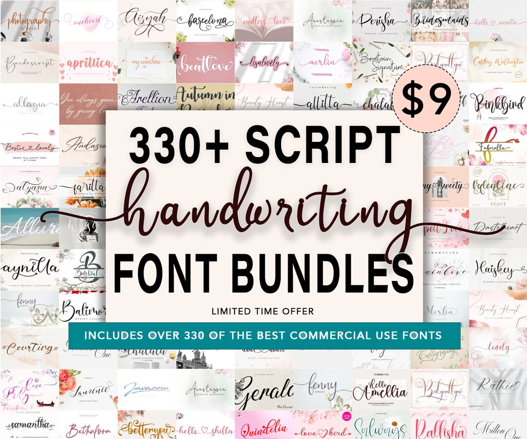 Over 300 Handwritten Font Bundle, Handwriting Font, Calligraphy Font, Script Font, Cricut ...