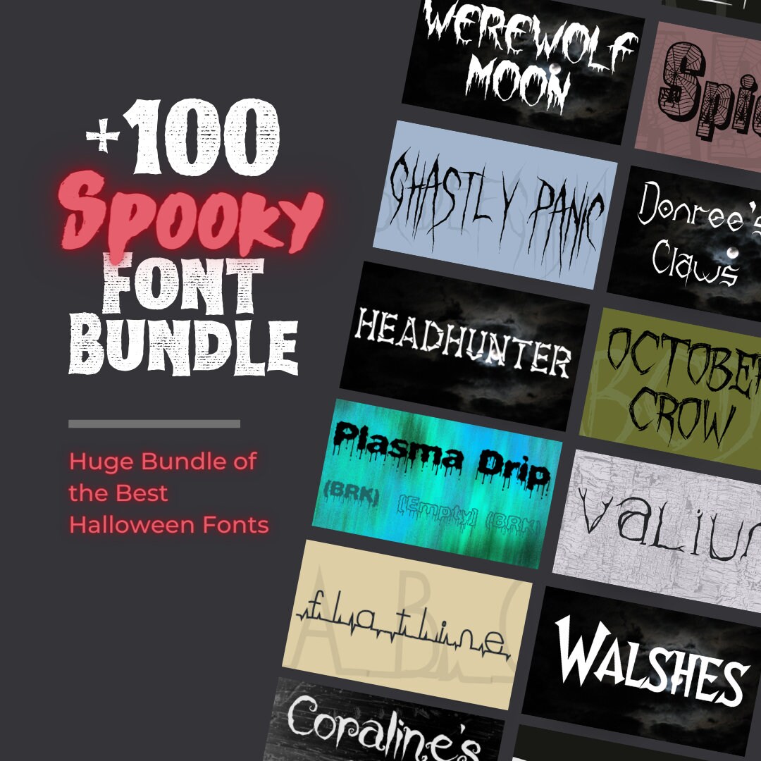 Spooky Halloween Font Bundle: 100+ Fonts (TTF & OTF) - Etsy