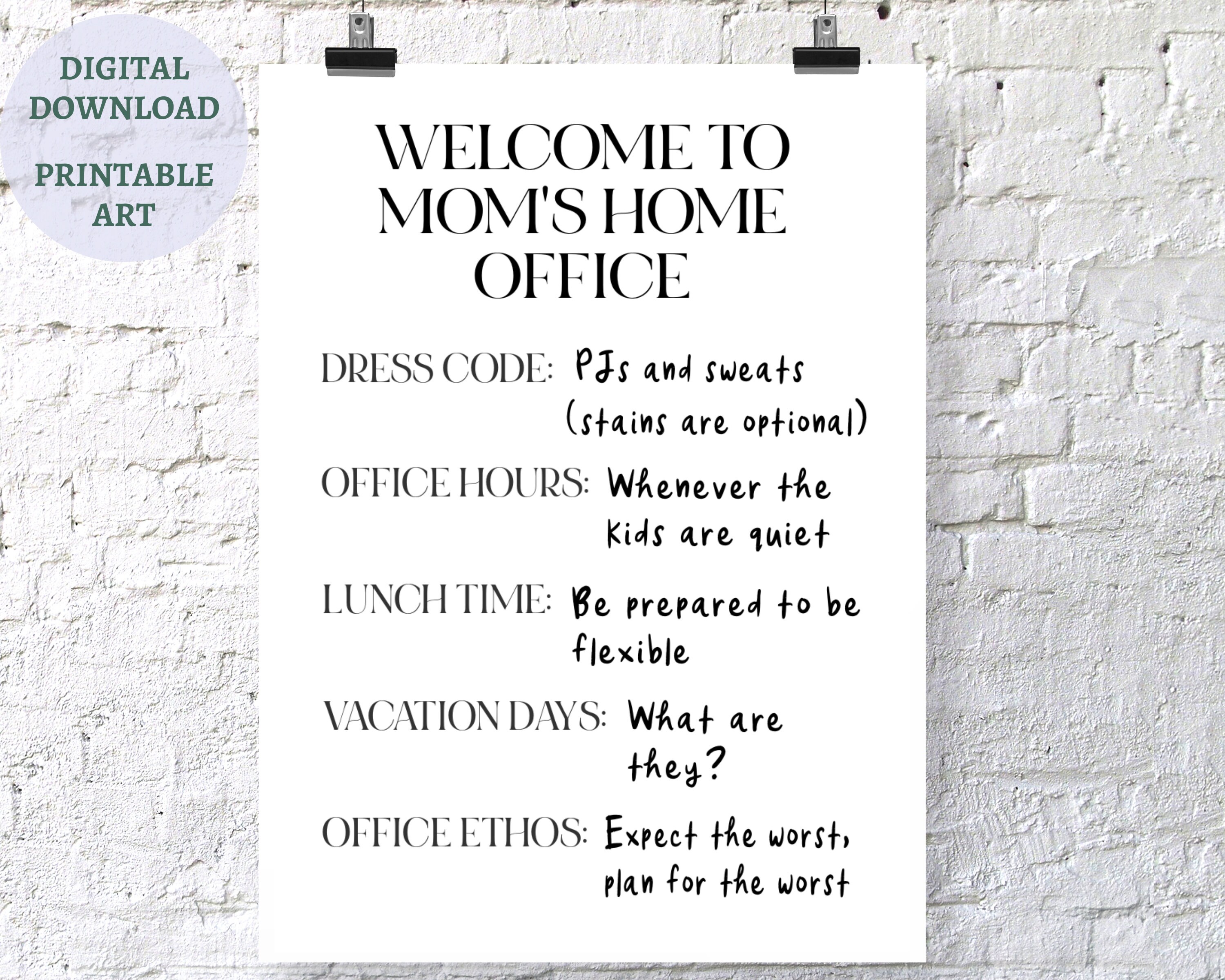 Mom's Home Office sign gift for work from home mom home | Etsy