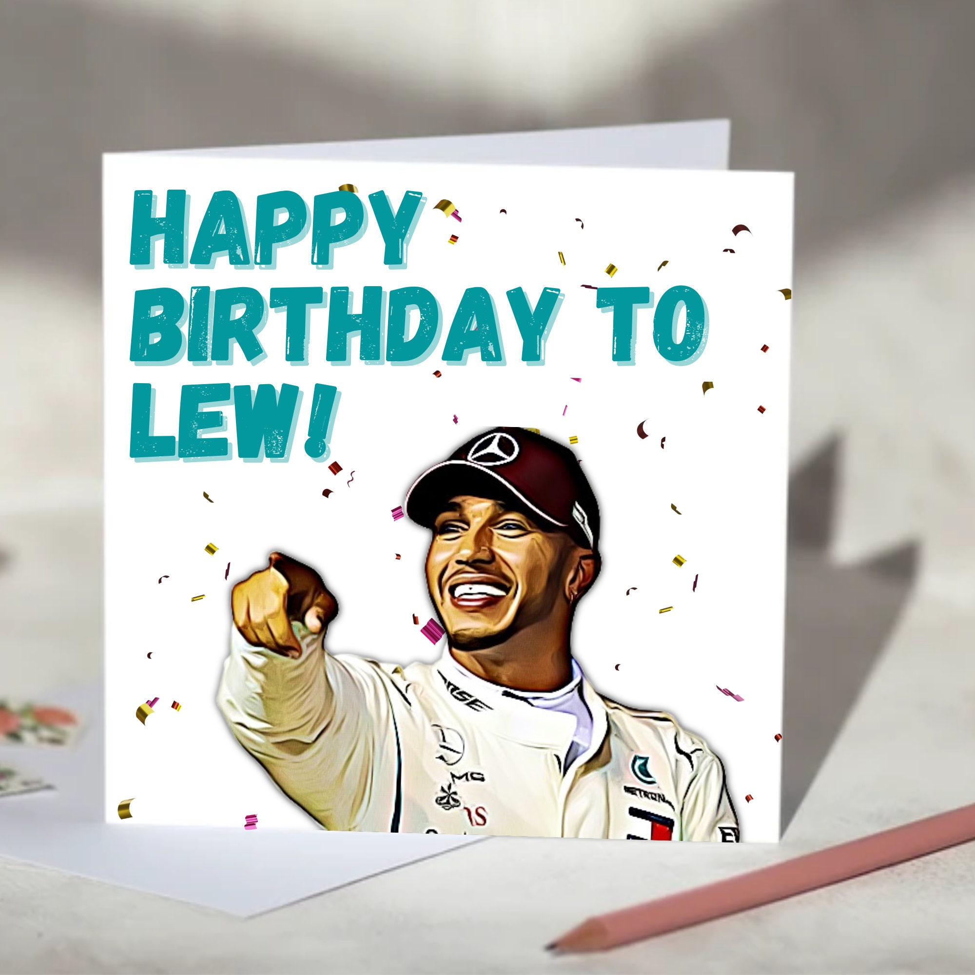 Greeting Cards Paper Lewis Hamilton Formula 1 F1 Birthday Card Happy ...
