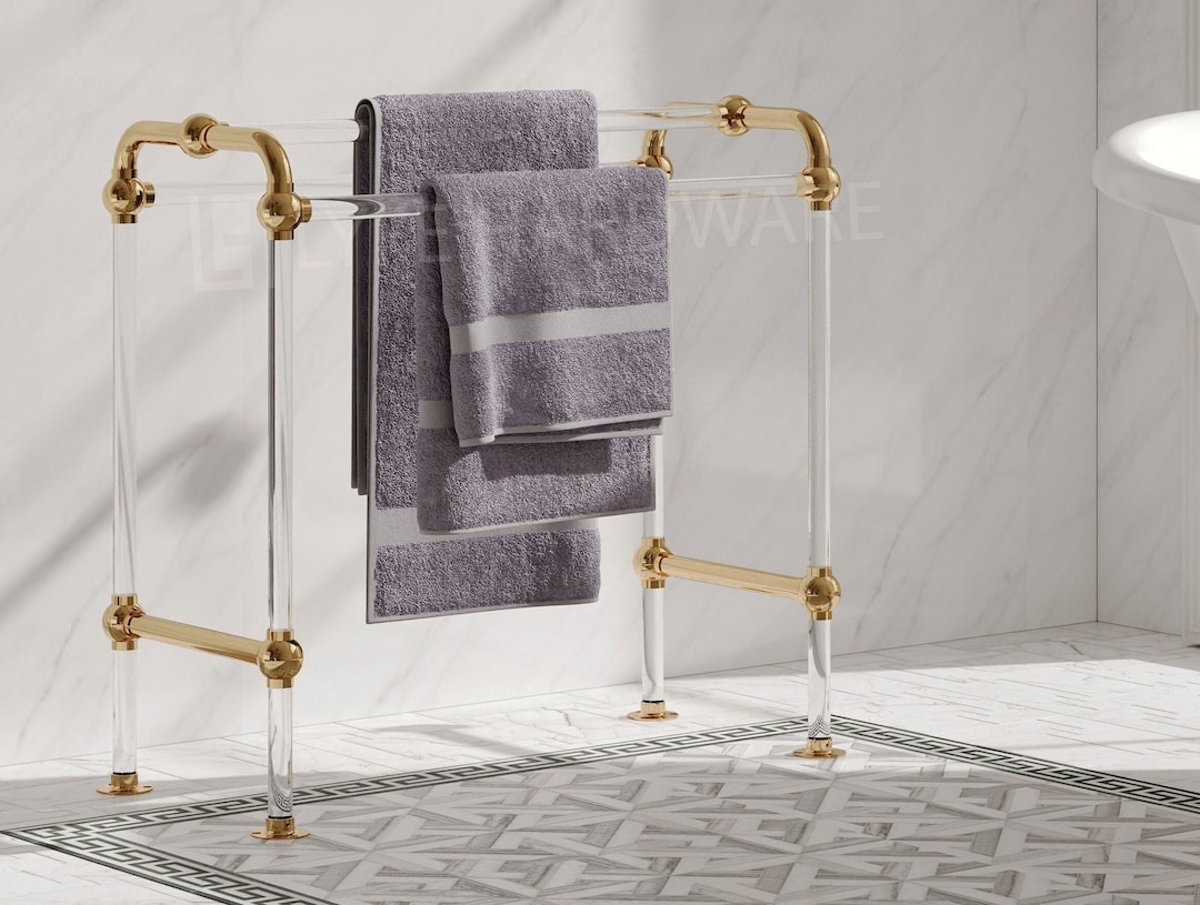 Acrylic Lucite Standing Towel Rack | Drying Rack | Towel Stand, Linen ...