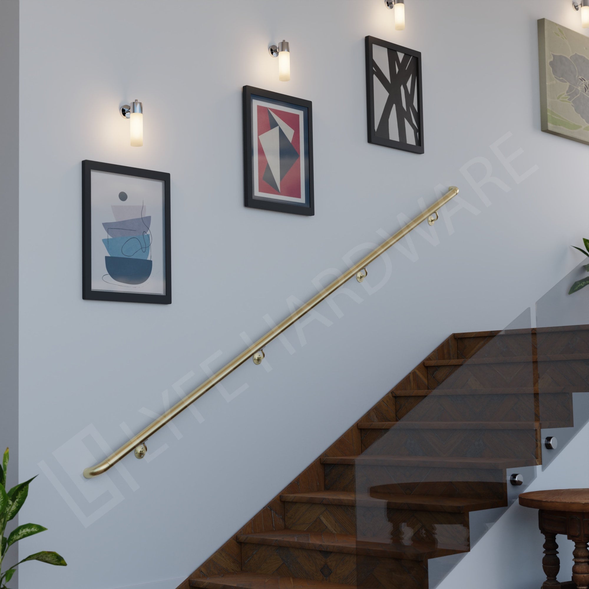 Custom Polished Brass Handrail Kit (with Wall Return) | Premium Solid ...