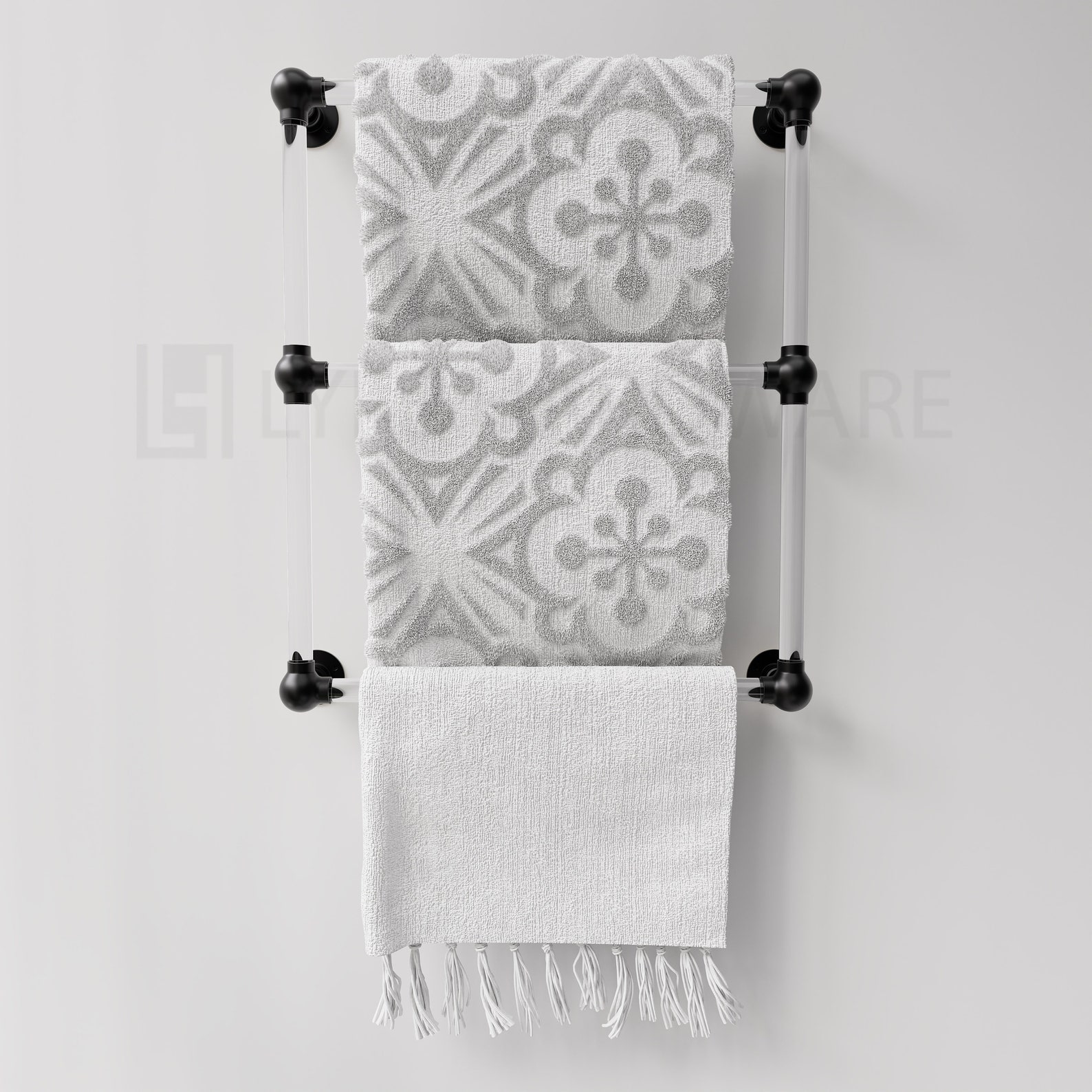 Acrylic Lucite Three Bar Bathroom Towel Rack Towel Holder for Multiple ...