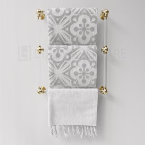 Acrylic Lucite Three Bar Bathroom Towel Rack | Towel Holder for ...