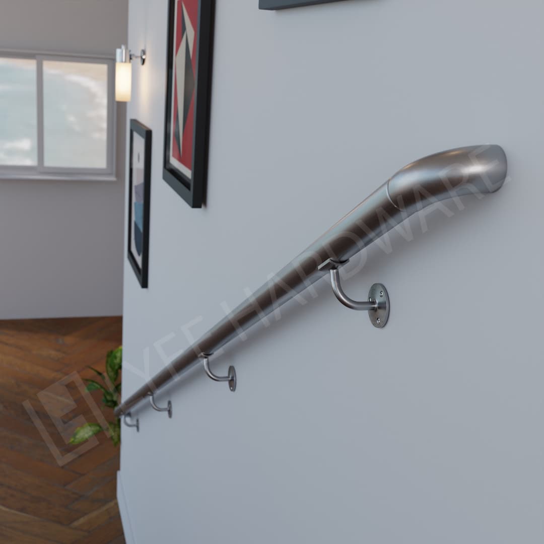 Custom Brushed Stainless Steel Handrail Kit (with Wall Return) | High ...