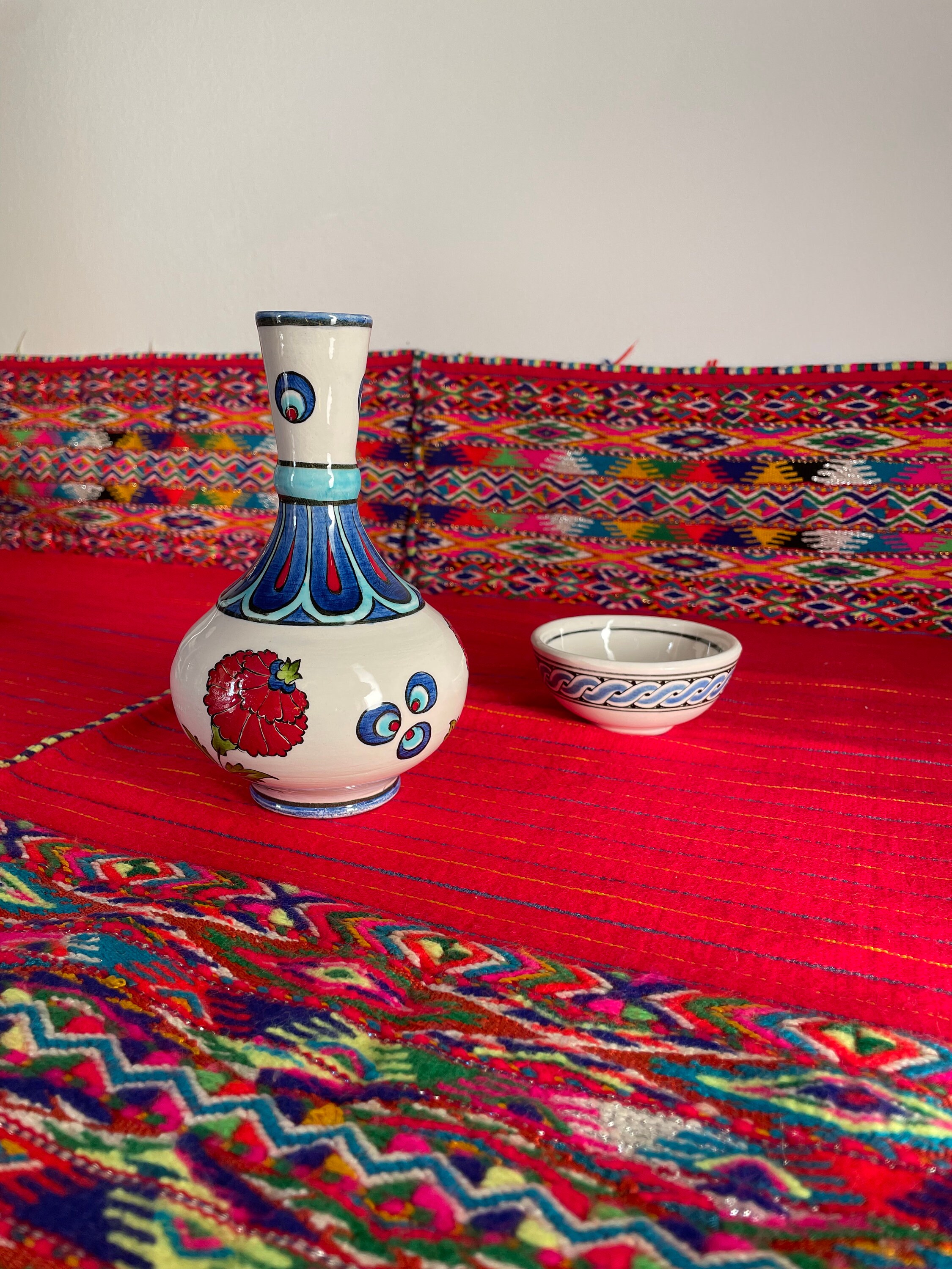 Red Carnation Vase Turkish Çini tile Art Unique Handmade Gift - Etsy