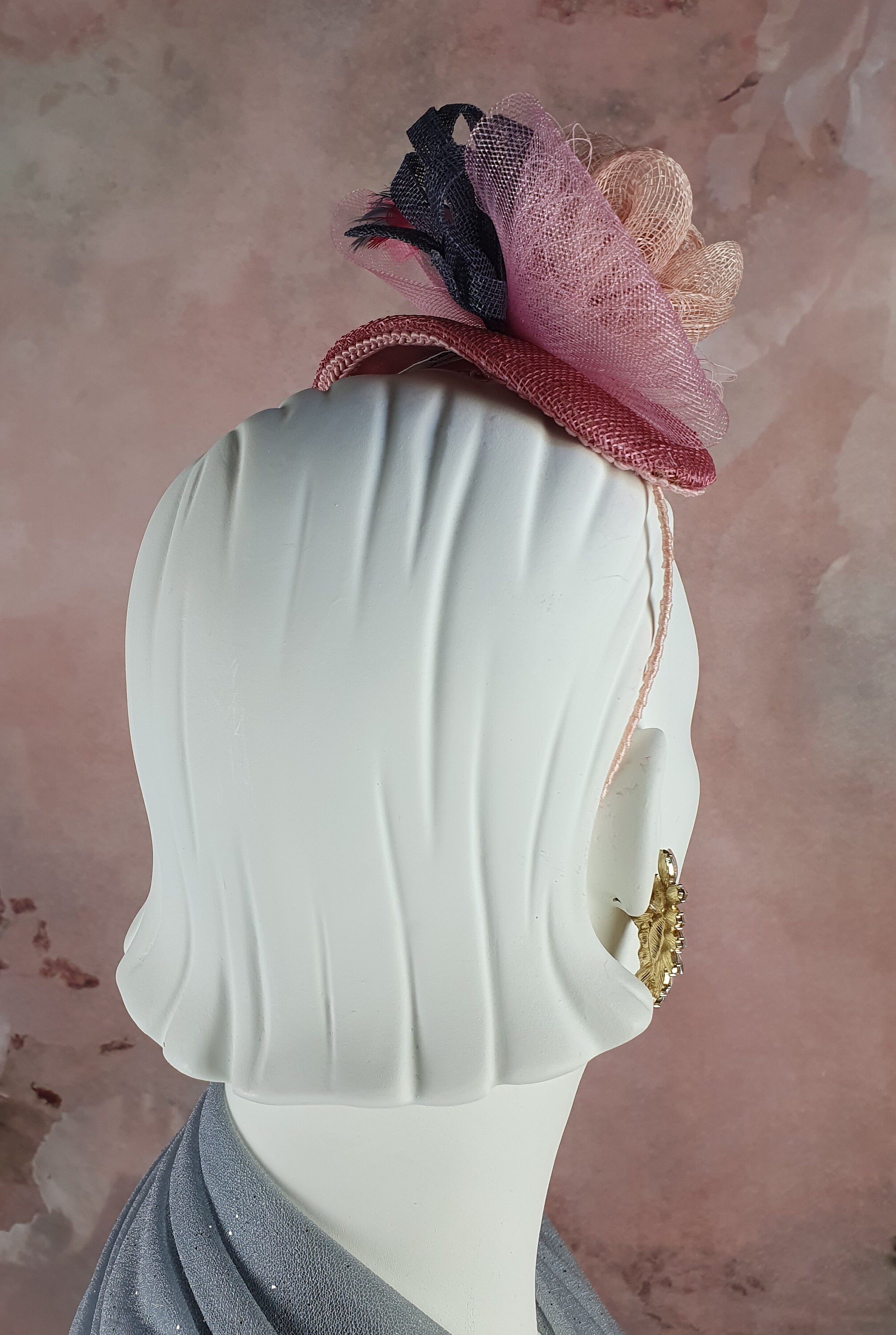 Elegant Handmade Pink With Gray Sinamay Headband- Elegant Style for Any ...