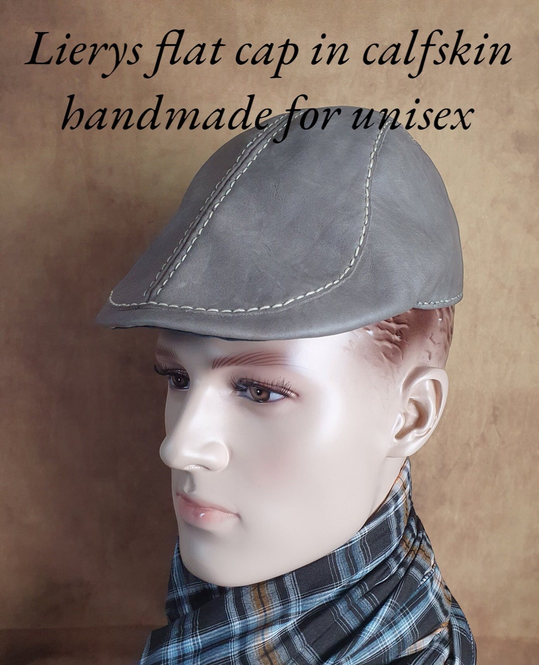 Handmade Lierys Vintage Mud Brown Chaff Leather Flat Cap, Stylish Cap ...