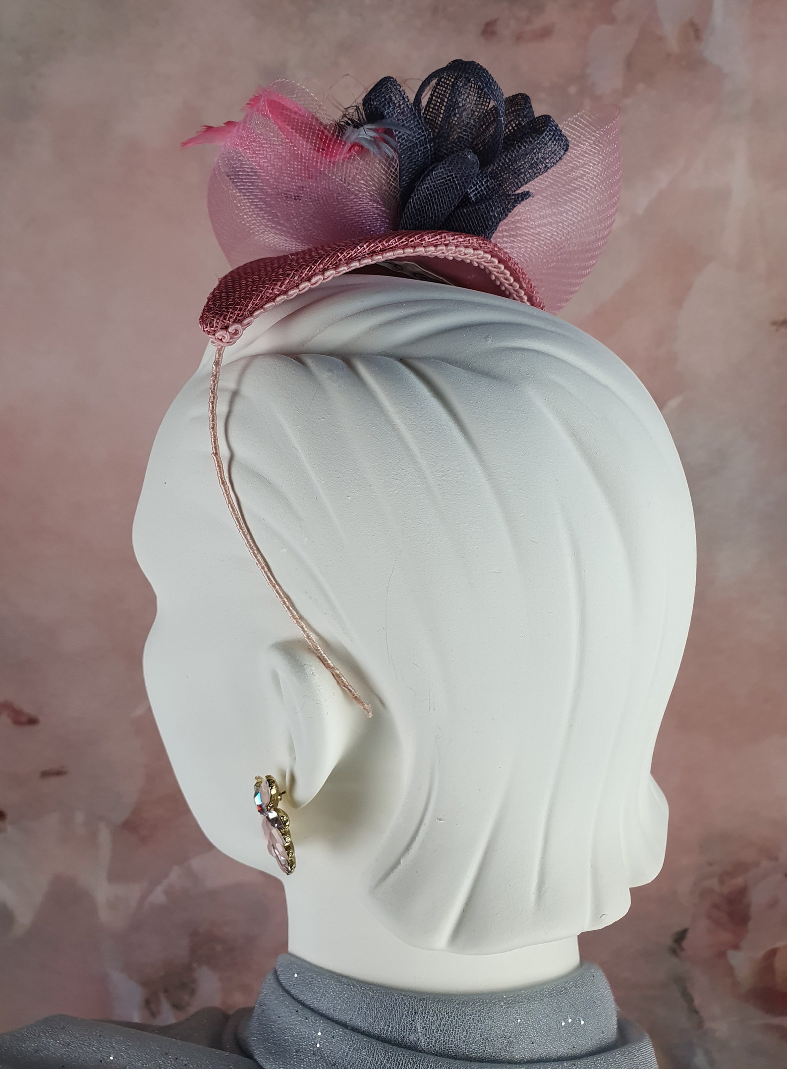 Elegant Handmade Pink With Gray Sinamay Headband- Elegant Style for Any ...