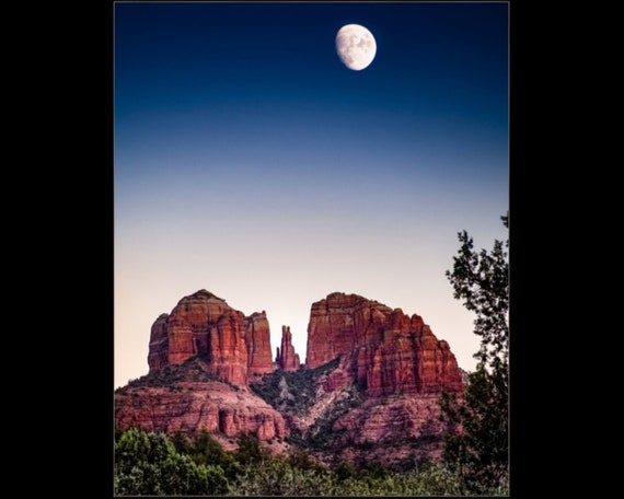 Moon Over Red Rocks | Etsy
