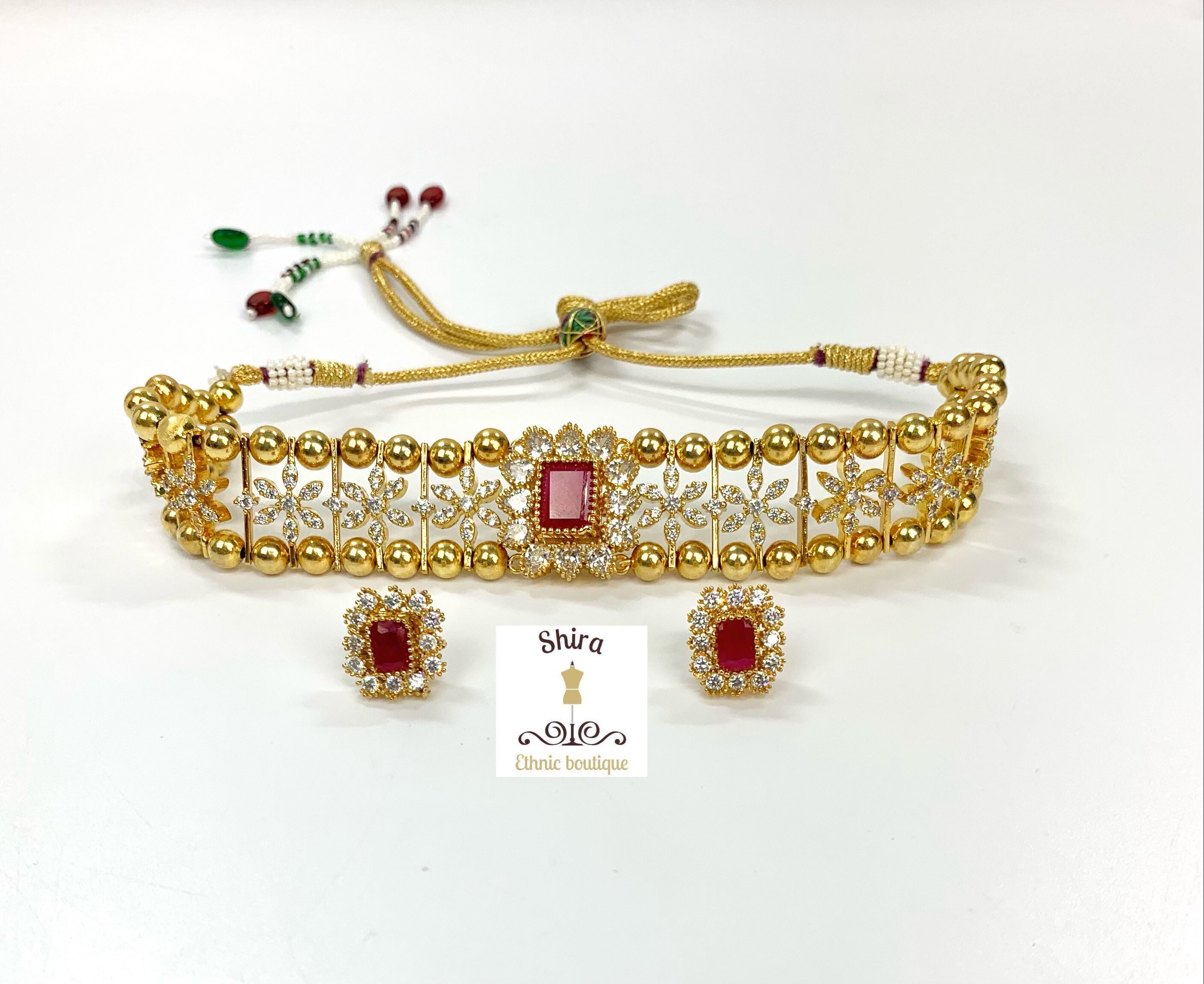 Traditional choker set in one gram gold plating available in 2 | Etsy