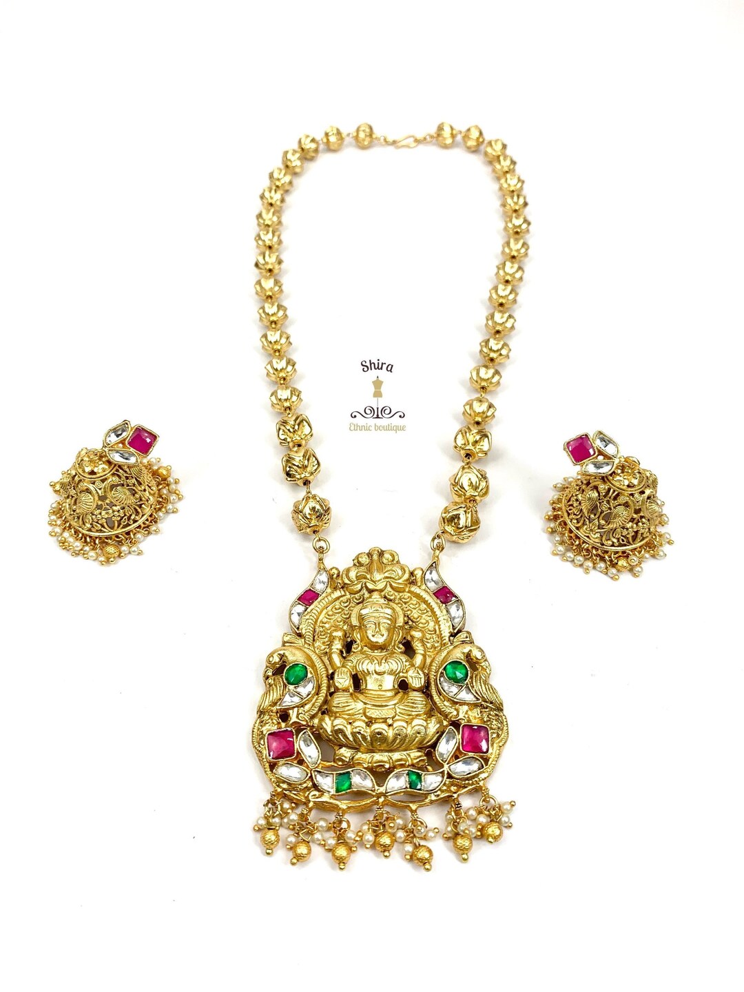 Traditional Balls Mala in 22kt Gold Plating With Statement Goddess ...