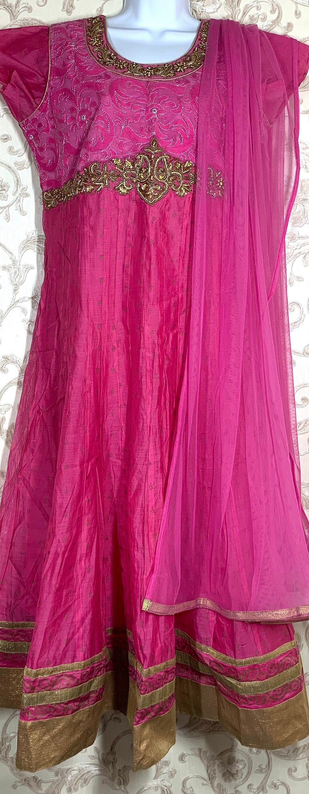 Pink Long Churidar for Women With Netted Dupatta - Etsy