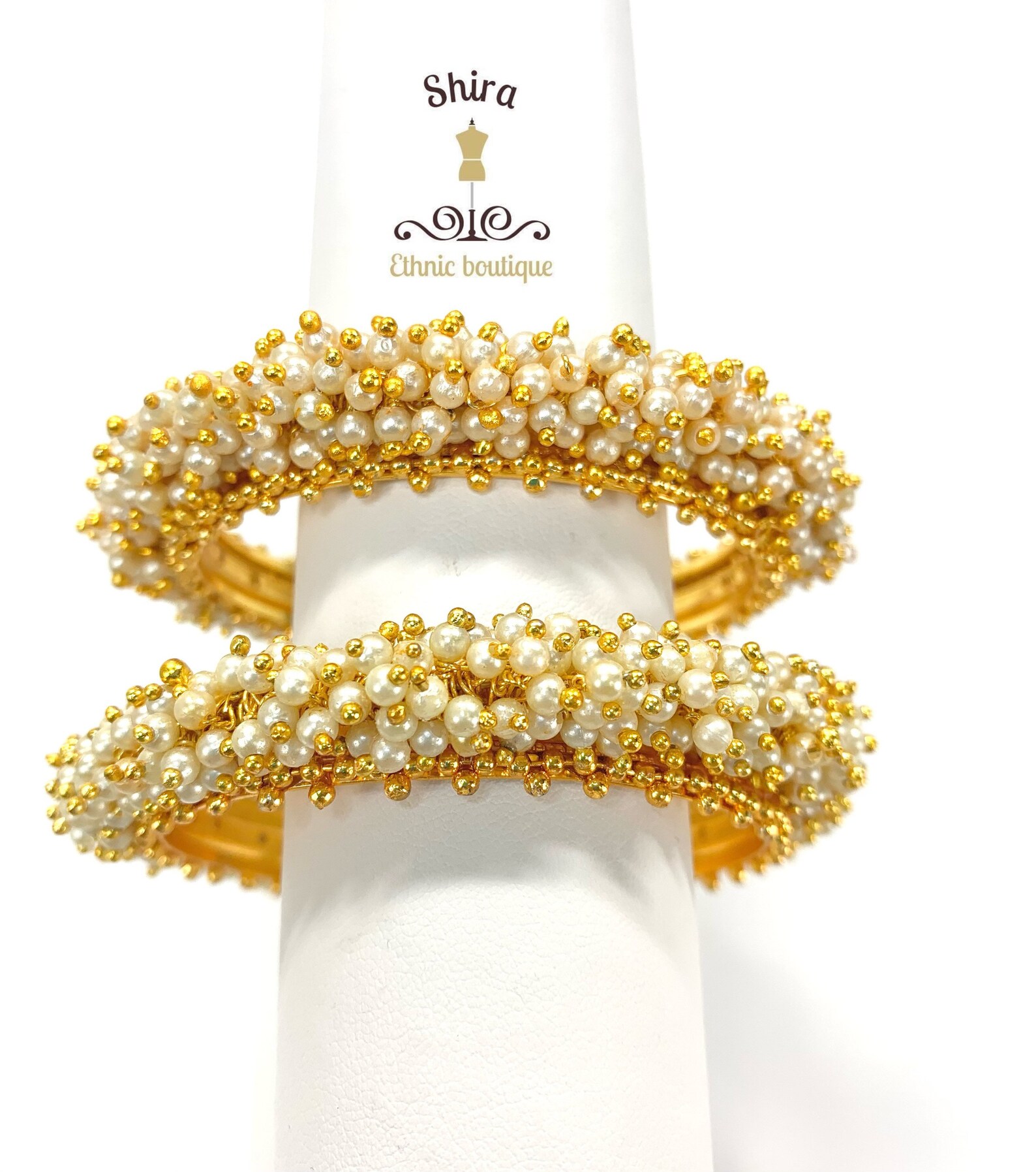 Gajra Cluster Pearl Bangles Pair in One Gram Gold Plating. | Etsy