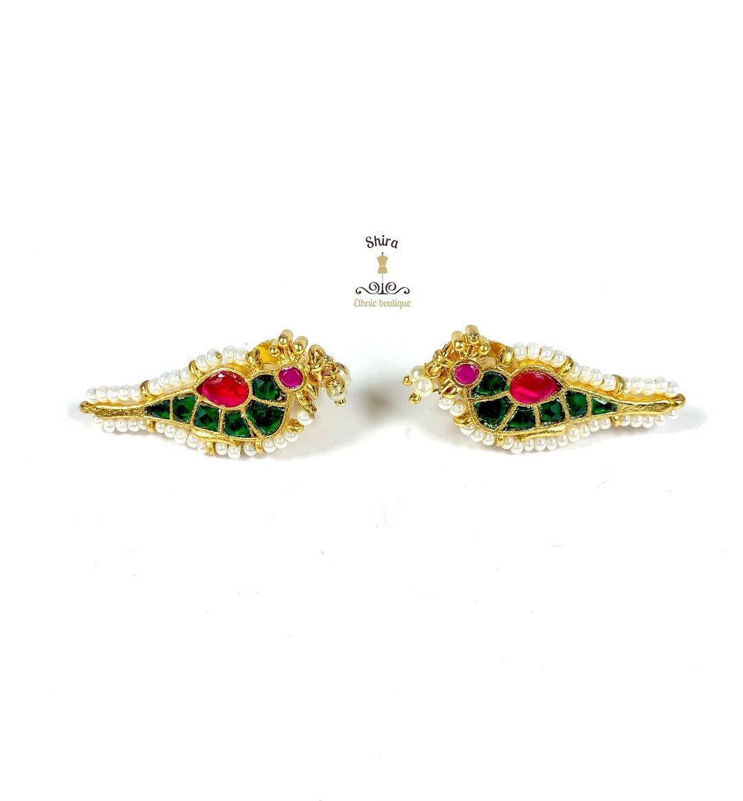 Jadau Kundan Bird Studs. Cute Studs in Parrot Design Studded in Kundans ...