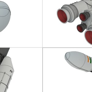 Indian ISRO LMV3 Model Rocket Kit 1:144 100 72 ALL WHITE Scale 287 413 ...