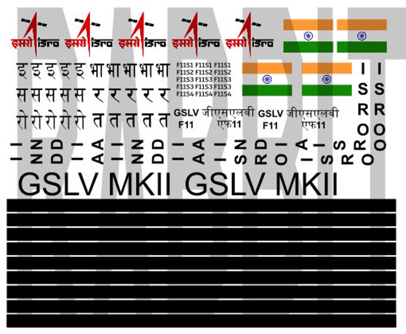 Indian ISRO GSLV MKII Model Rocket Kit 1:144 100 72 Scale 345 497 690 ...