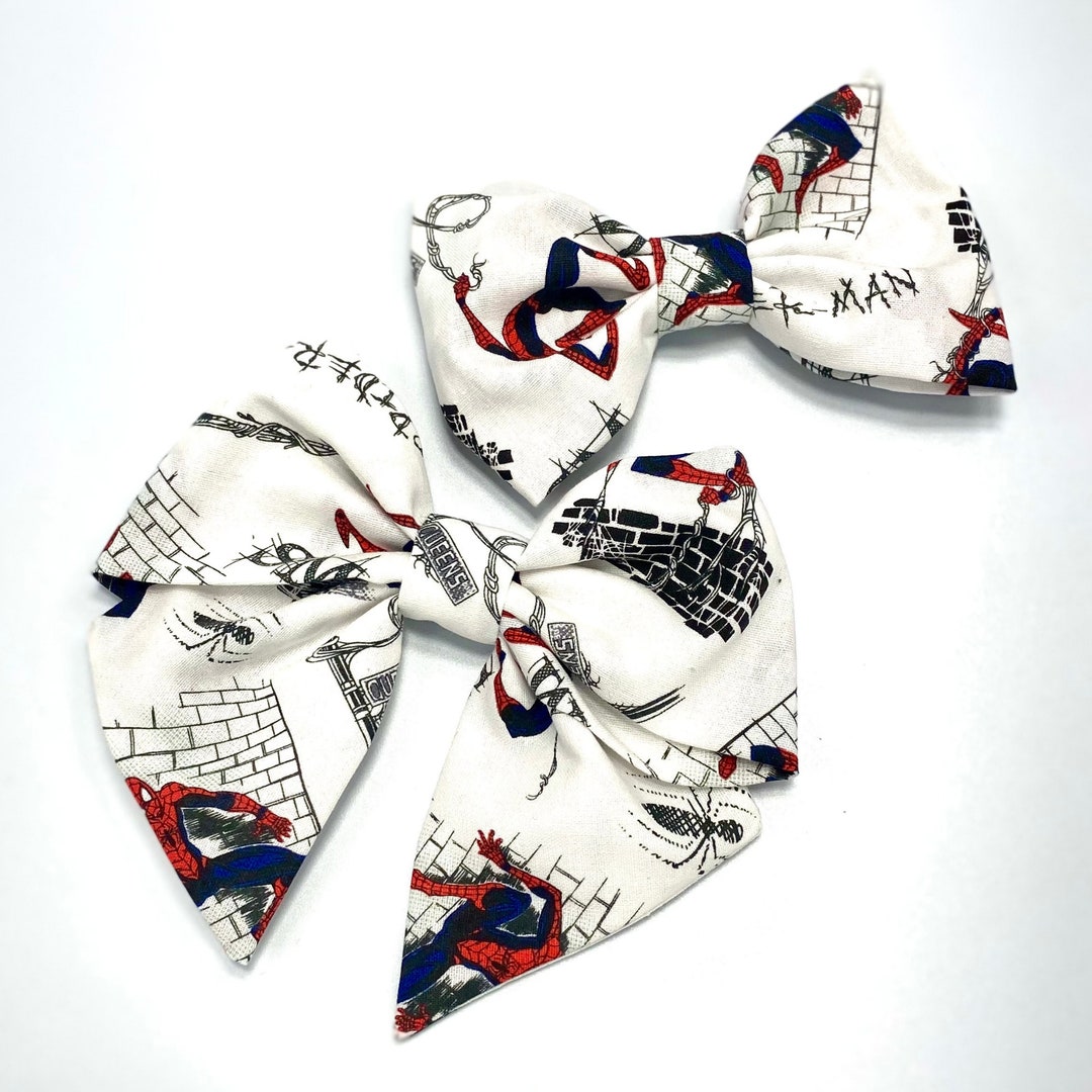 Girls Spiderman Hair Bow, Pinwheel Hair Bow, Girls Hair Clip, Spiderman ...